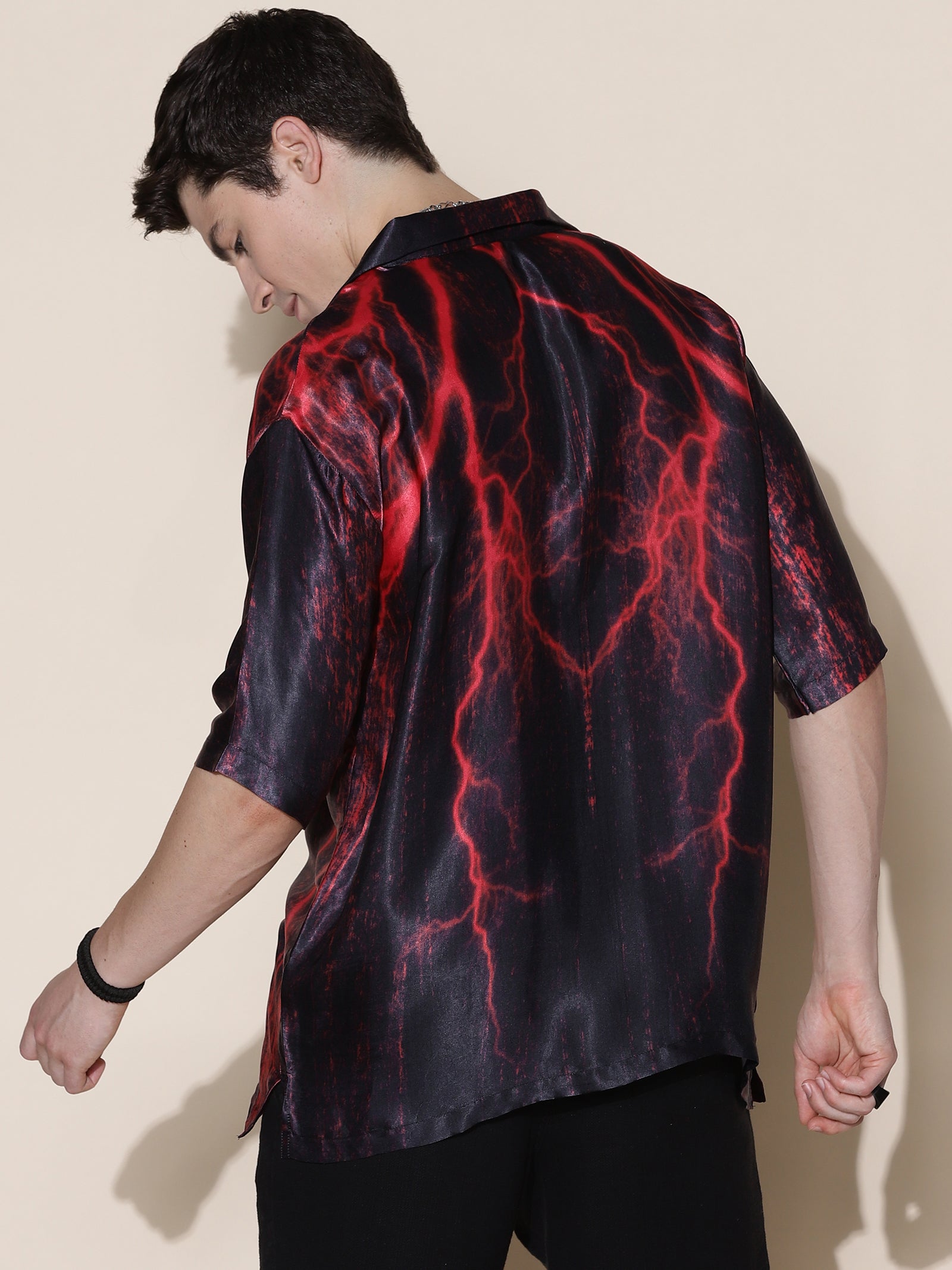 RED BIJLEE Men's Oversized Silk Shirt | Men's Casual oversized shirts ...